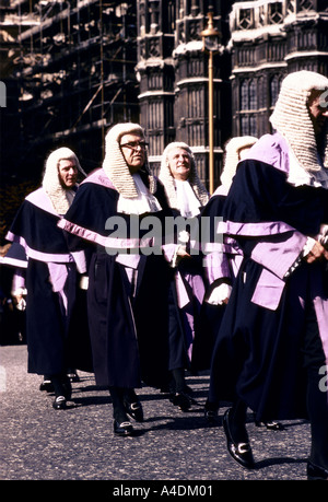 A group of judges in ceremonial robes leaving The Lord Chancellor's ...