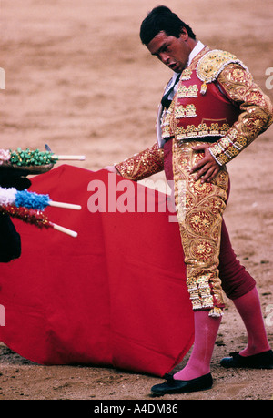 Bullfighting Matador muleta sword fighting bull impaled banderillas ...