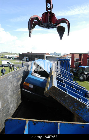 crushed car crusher crush scrap junk recycling squashed cars old Stock ...