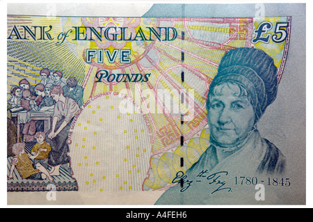 An old style five pound note ( english currency ) on a white background ...