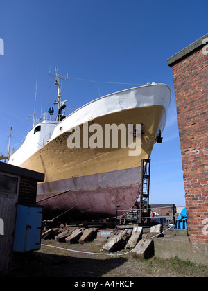 The Trawler Jacinta on the slips at Fleetwood Lancashire Stock Photo ...