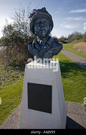 Bronze bust memorial statue of Major John Howard at Pegasus Bridge ...