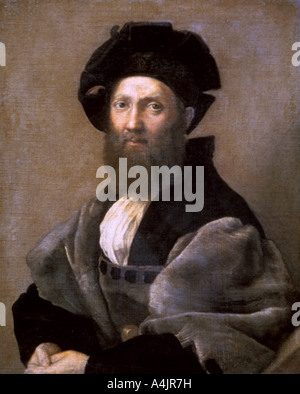 Raphael, Portrait of Baldassare Castiglione, painting detail, 1514-1515 ...