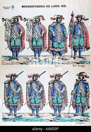French Army; musketeers of Louis XIII and Louis XIV, 17th century (19th ...