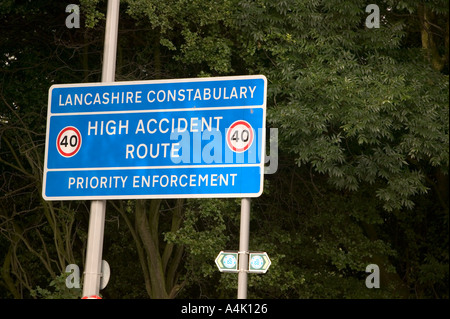 Accident black spot sign near preston Stock Photo - Alamy