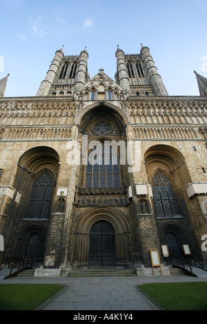LINCOLN CATHEDRAL WEST FRONT. Uncovered West front of Lincoln Cathedral ...