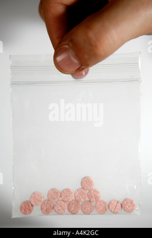 ECSTACY or MDMA TABLETS. Tablets in a bag or baggy Stock Photo - Alamy