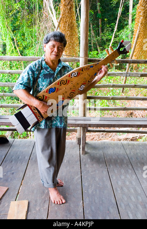 An Iban musician at the Sarawak Cultural Centre in Borneo Malaysia ...