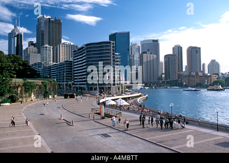 Circular Quay and the Sydney skyline seen from Sydney harbour ferry ...