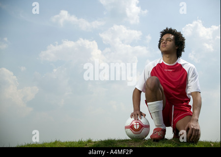 Soccer player lining up his ball to kick a penalty shot Pretoria ...