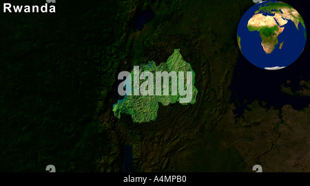 Highlighted Satellite Image Of Rwanda Stock Photo - Alamy