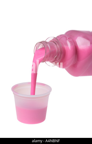 Plastic bottle of pink Pepto Bismol indigestion remedy liquid Stock ...