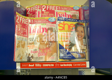 Magazine display in Tesco store Stock Photo - Alamy