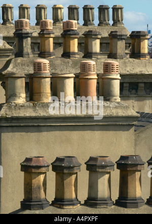 view across rooftops in Newcastle UK with chimneys Stock Photo - Alamy