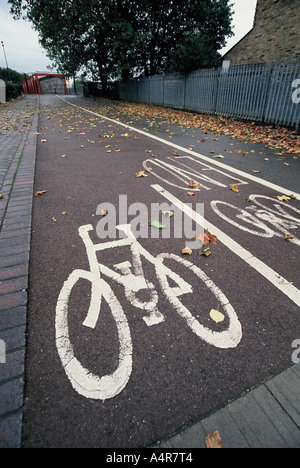 Cycle path markings and pedestrian bridge Stock Photo - Alamy