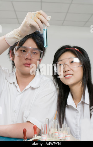 Students examining the contents of test tubes Stock Photo - Alamy