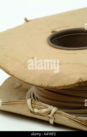 old telephone cable reel on white background Stock Photo - Alamy