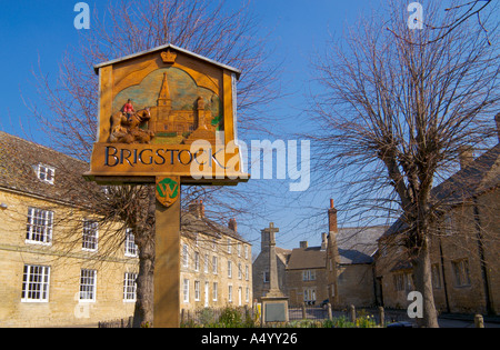 Brigstock village sign, Northamptonshire, England, UK Stock Photo - Alamy