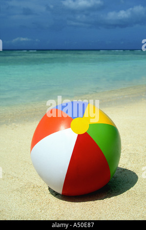 Colorful Beachball On The Shore Of A Tropical Beach Stock Photo - Alamy