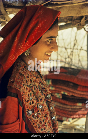 Tribal Jat woman in a rural village in the district of Kutch, Gujarat ...