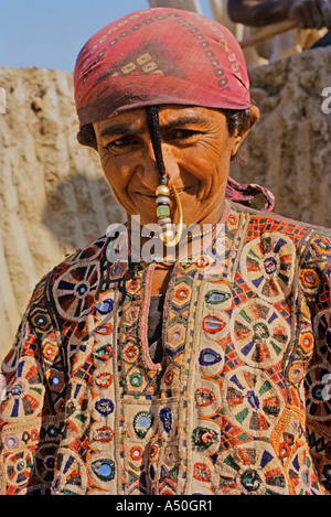 Tribal Jat woman in a rural village in the district of Kutch, Gujarat ...