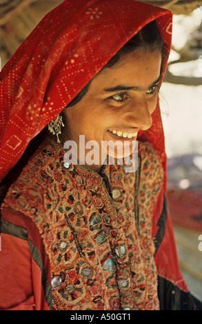 Tribal Jat woman in a rural village in the district of Kutch, Gujarat ...