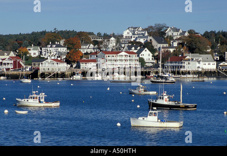 Boothbay Harbor, ME. Boothbay Harbor, Maine in fall. Our Lady Queen of ...