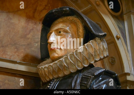 Carving of Thomas Machen from his family tomb at Gloucester Cathedral ...