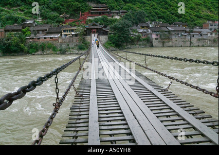 China, Sichuan, Luding, Luding bridge over Dadu river. The bridge Stock ...