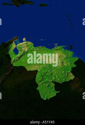 Highlighted Satellite Image Of Venezuela Stock Photo - Alamy