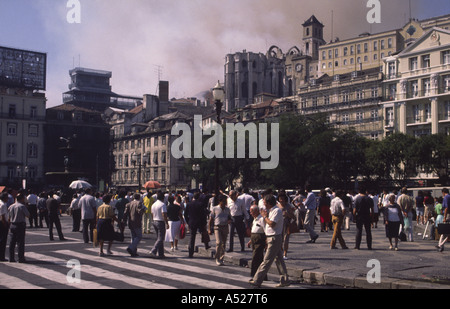 Chiado Fire Lisbon Portugal 25 August 1988 View from Rossio Stock Photo ...