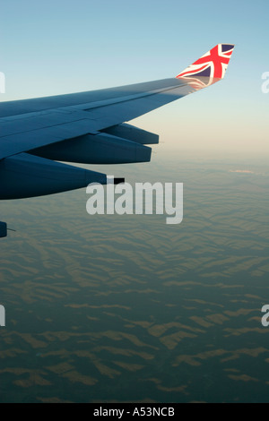 wing of a virgin atlantic airplane union jack Stock Photo - Alamy