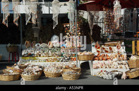 A stall selling sea shell products near to the harbour in Rhodes Town ...