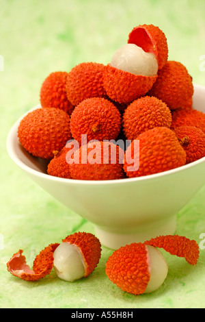 Closeup focus shot of a group of Lychee exotic fruit Stock Photo - Alamy