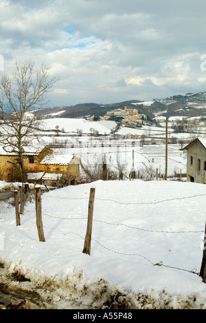 Fields covered in snow surround Corgarff Castle after heavy snowfall in ...