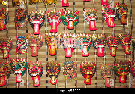 A display of native Malaysian masks in a craft shop in Johor Bahru ...