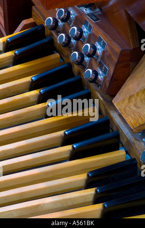 Old organ keyboard with organ stops Stock Photo - Alamy