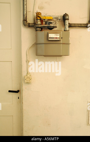 Gas pipe and gas meter connections in the apartment, right side Stock ...
