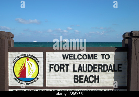 WELCOME TO FORT LAUDERDALE BEACH SIGN SEABREEZE BOULEVARD BEACH FORT ...