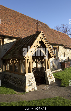 All Saints Old medieval church on a frosty winter morning in High Laver ...