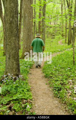 Hiker on the Rocky Bluff Trail in Crab Orchard national Wildlife Refuge ...