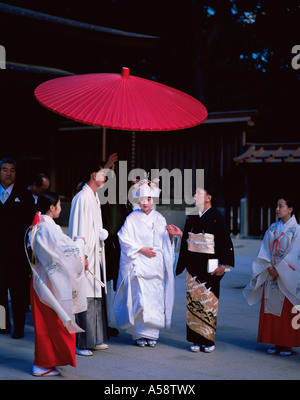 Tokyo Japan. Traditional wedding ceremony at Meiji Jingu Shinto shrine ...