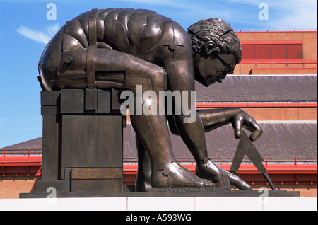 England, London, British Library, Bronze Statue of Sir Isaac Newton by ...