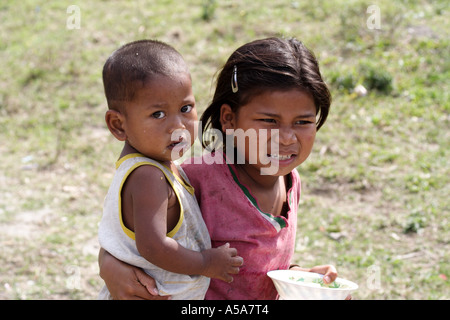 Aeta children near Mount Pinatubo, Crater lake, volcano, Luzon Island ...