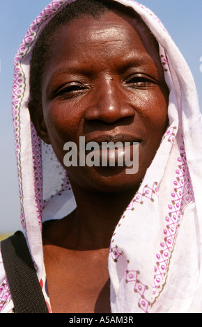 Portrait of a young woman with a headscarf, Uganda, Jinja Stock Photo ...