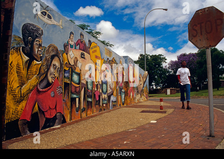 A large mural encouraging AIDS awareness in South Africa Stock Photo ...