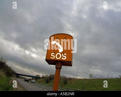 SOS emergency telephone at the side of a motorway Stock Photo - Alamy