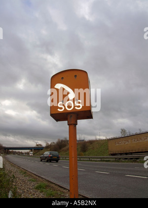 SOS emergency telephone at the side of a motorway Stock Photo - Alamy