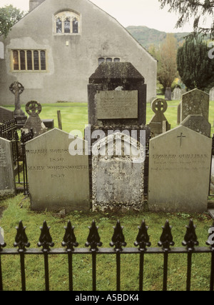William Wordsworth's gravestone in St Oswald's Church Grasmere in the ...