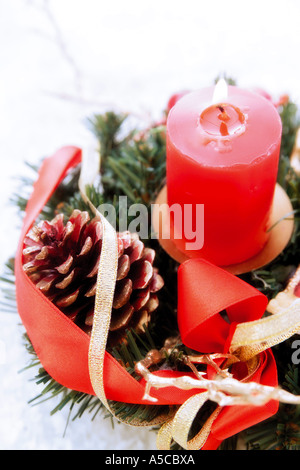 advent wreath with burning candle Stock Photo - Alamy
